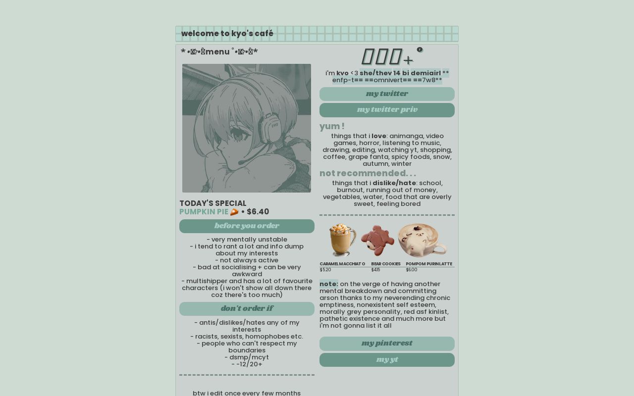 kyo's café themed carrd